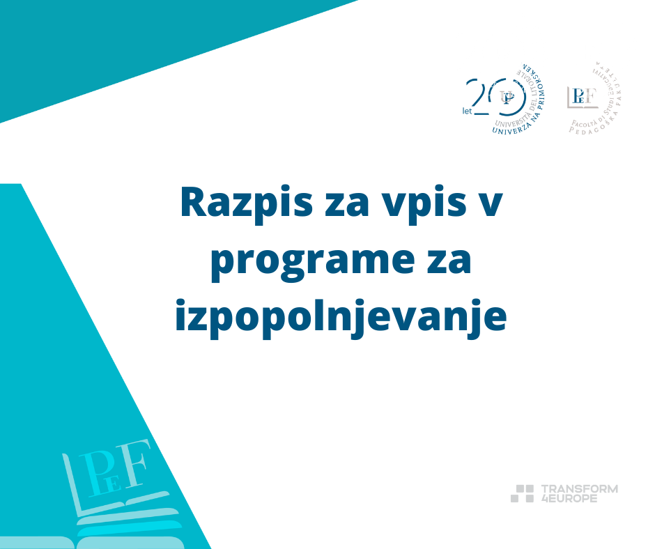 Objavljen je razpis za vpis v programe za izpopolnjevanje Objavljen je razpis za vpis v programe za izpopolnjevanje